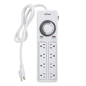 bn-link 8 outlet surge protector with mechanical timer (4 outlets timed, 4 outlets always on) - white