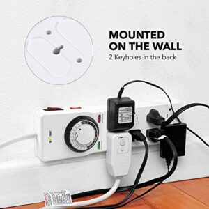 BN-LINK 8 Outlet Surge Protector with Mechanical Timer (4 Outlets Timed, 4 Outlets Always On) - White