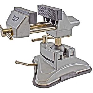 Yost Tools Yost V-275 Portable Vacuum Base Vise, Pivots Multi-Angle, 2.75” Jaw Width, (1 Pack), Silver