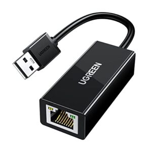 ugreen ethernet adapter usb to 10 100 mbps network adapter rj45 wired lan adapter for laptop pc compatible with nintendo switch wii wii u macbook chromebook surface windows macos linux (black)