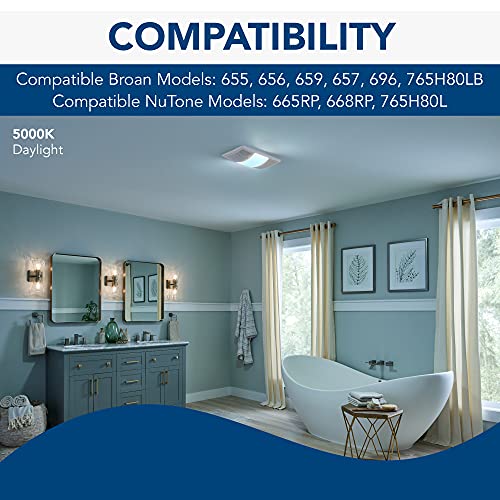 Broan-NuTone FG80HBS Heater Ventilation Grille/Cover with Dimmable LED and Color Adjustable CCT Lighting, for Bathroom Fans, 80 CFM