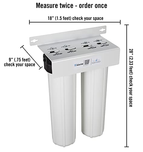 Home Master HMF2SmgCC Whole House Water Filter, 4-layer sediment filter 25 to 1 micron, Powerful Up-Flow KDF85 & Catalytic Carbon 10gpm, 1” NPT ports, Patented heavy steel bracket fits 16” wall studs