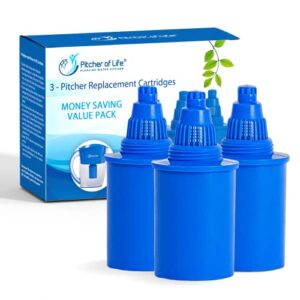 pitcher of life alkaline water pitcher replacement filters - 3 pack