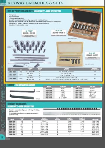 HHIP 2006-0056 30 Piece Keyway Broach Set, 1/8-3/16-1/4-5/16-3/8 Inch