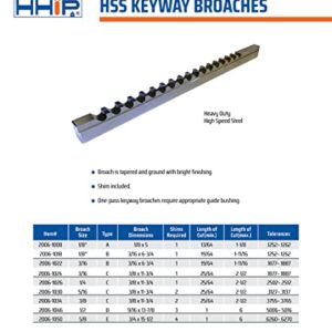 HHIP 2006-1018 1/8 Inch B HSS Keyway Broach with 1 Shim