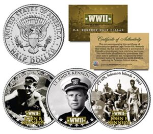 lieutenant john f kennedy world war ii navy jfk half dollar u.s. 3-coin set wwii