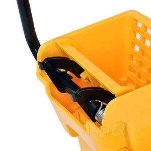 Goplus Commercial Mop Bucket Side Press Wringer Cleaning Caddy with 35 Quart Larger Capacity, Yellow