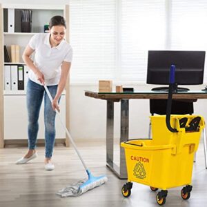 Goplus Commercial Mop Bucket Side Press Wringer Cleaning Caddy with 35 Quart Larger Capacity, Yellow