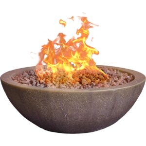 bond manufacturing 67504 mondavi 36" round 65,000 btu faux concrete gas fire bowl, height: 12.5&quot, brown