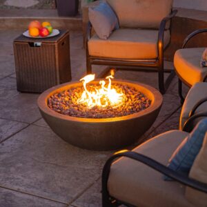 Bond Manufacturing 67504 Mondavi 36" Round 65,000 BTU Faux Concrete Gas Fire Bowl, Height: 12.5&quot, Brown