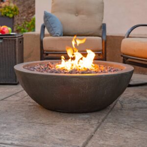 Bond Manufacturing 67504 Mondavi 36" Round 65,000 BTU Faux Concrete Gas Fire Bowl, Height: 12.5&quot, Brown