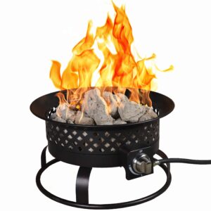 bond manufacturing 67836 54,000 btu aurora camping, backyard, tailgating, hunting and patio. locking lid & carry handle portable steel propane gas fire pit outdoor firebowl, 18.5", bronze