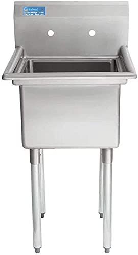 AmGood Commercial Stainless Steel Sink - 1 Compartment Restaurant Kitchen Prep & Utility Sink with 10" Faucet. NSF Certified. (Bowl Size: 16" x 14" + Faucet)