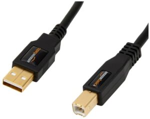 amazon basics usb-a to usb-b 2.0 cable for printer or external hard drive, gold-plated connectors, 10 foot, black