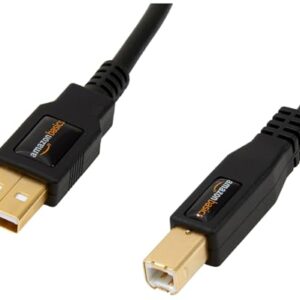 Amazon Basics USB-A to USB-B 2.0 Cable for Printer or External Hard Drive, Gold-Plated Connectors, 10 Foot, Black