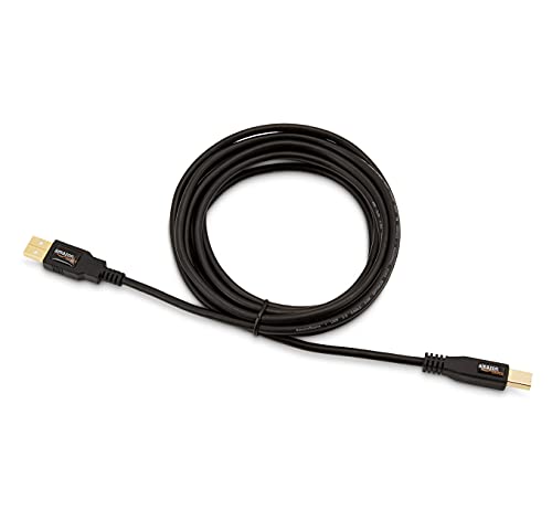 Amazon Basics USB-A to USB-B 2.0 Cable for Printer or External Hard Drive, Gold-Plated Connectors, 10 Foot, Black