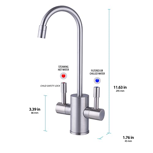 Ready Hot 41-RH-100-F560-BN Hot Water Dispenser System, 2.5 Quarts, Manual Temperature Control, Dual Lever Hot/Cold Water Faucet, Brushed Nickel