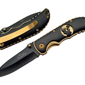 Rite Edge 211193-DE Deer Folding Knife, Black/Gold