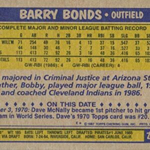 1987 Topps Baseball #320 Barry Bonds Rookie Card