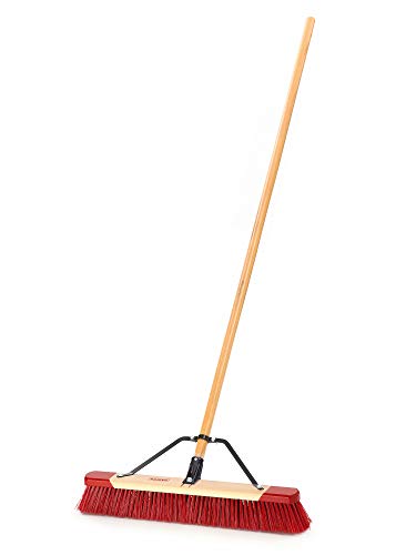 Harper 7324P1 Premium Indoor/Outdoor Wet/Dry All-Purpose Hardwood 24 in. Push Broom Semi-Stiff Bristles, Brown