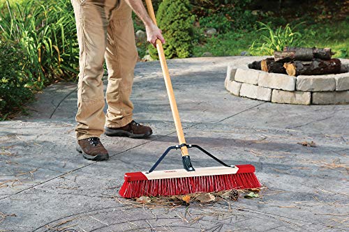 Harper 7324P1 Premium Indoor/Outdoor Wet/Dry All-Purpose Hardwood 24 in. Push Broom Semi-Stiff Bristles, Brown