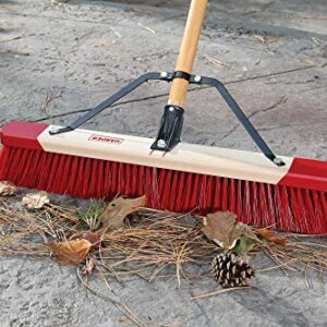 Harper 7324P1 Premium Indoor/Outdoor Wet/Dry All-Purpose Hardwood 24 in. Push Broom Semi-Stiff Bristles, Brown