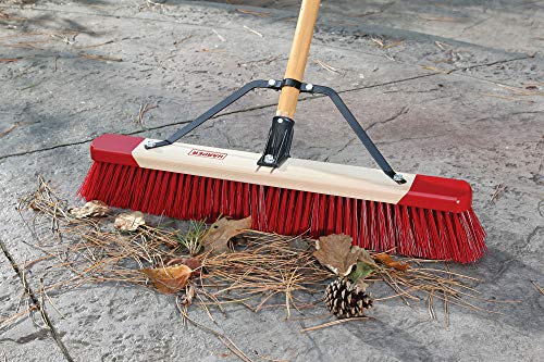 Harper 7324P1 Premium Indoor/Outdoor Wet/Dry All-Purpose Hardwood 24 in. Push Broom Semi-Stiff Bristles, Brown