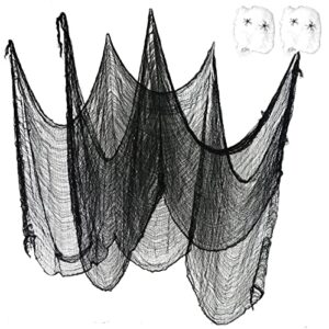 gardeningwill set of 2 black creepy scary gauze cloth doorways for walls entryways halloween 30"x84" with spiders white webs