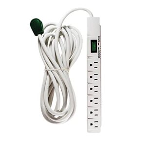 gogreen power (gg-16315-15) 6 outlet surge protector, 1200 joules, white, 15 ft cord