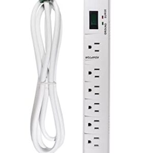 GoGreen Power (GG-17636) 7 Outlet Surge Protector, 1200 Joules, White, 6 ft Cord