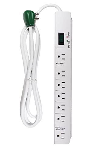 GoGreen Power (GG-17636) 7 Outlet Surge Protector, 1200 Joules, White, 6 ft Cord