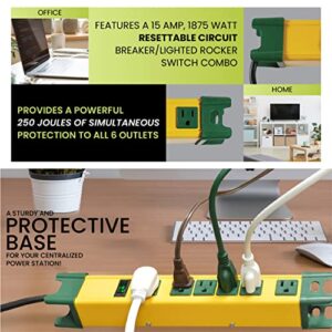 GoGreen Power GG-26114 - 6 Outlet Metal Surge Protector, Yellow/Green