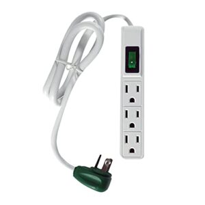 gogreen power (gg-13002ms) 3 outlet power strip, white, 2.5 ft cord