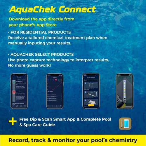 AquaChek Salt System Test Kit - for Pools and Spas - Salt Water Pool Test Strips for Sodium Chloride - Test Kit Includes Yellow 4-Way (25 Strips Each) and White Salt Test Strips (10 Strips Each)