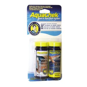 AquaChek Salt System Test Kit - for Pools and Spas - Salt Water Pool Test Strips for Sodium Chloride - Test Kit Includes Yellow 4-Way (25 Strips Each) and White Salt Test Strips (10 Strips Each)