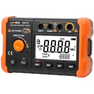 leagy vad78 digital insulation resistance tester - accurate megohm meter for dc/ac voltage testing (20-1500v, 20-750v) and resistance measurement (0-5000 megohms)