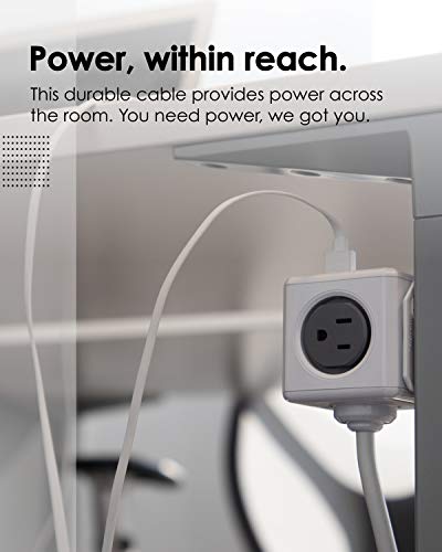 Power Strip, Allocacoc PowerCube |Extended|, 4 Outlets 2 USB Ports, 10 feet Cable, Surge Protection, Mounting Dock, Compact for Travel, Home and Office, Space Saving, ETL Certified …