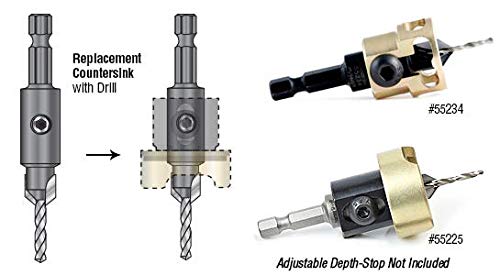 Amana Tool - 55276 Replacement Carbide Tipped Countersink with Slow Spiral HSS M2 Drill Fo