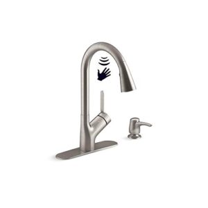 kohler setra single-handle touchless pull-down sprayer kitchen faucet in vibrant stainless