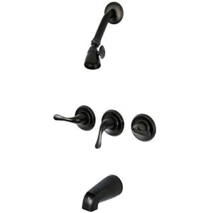 kingston brass kb2235yl yosemite three handle tub shower faucet, oil rubbed bronze, 3-1/8 inch diameter escutcheon, oil rubbed bronze