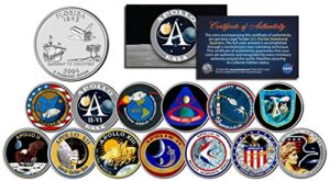 the apollo space missions colorized u.s. quarters 13-coin set nasa program w/coa