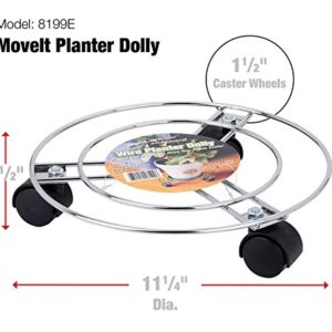 Shepherd Hardware 8199 Planter Caddy Dolly, Chrome Finish, 120-lb Load Capacity, 1-1/2-Inch Casters