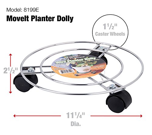 Shepherd Hardware 8199 Planter Caddy Dolly, Chrome Finish, 120-lb Load Capacity, 1-1/2-Inch Casters