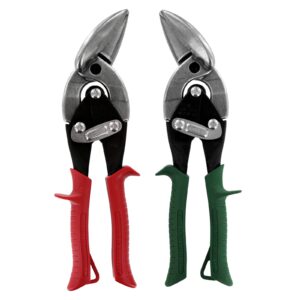 midwest aviation snip set - left and right cut offset tin cutting shears with forged blade & kush'n-power comfort grips - mwt-6510c