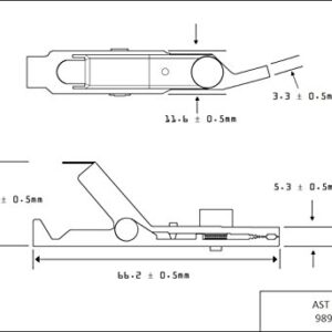 AST Labs Butt Set Line Cord Angled Bed of Nails (ABN) Alligator Clip & RJ11 to Ring Terminal for Fluke TS52 TS44 TS42 etc. (1.5M / 59″)