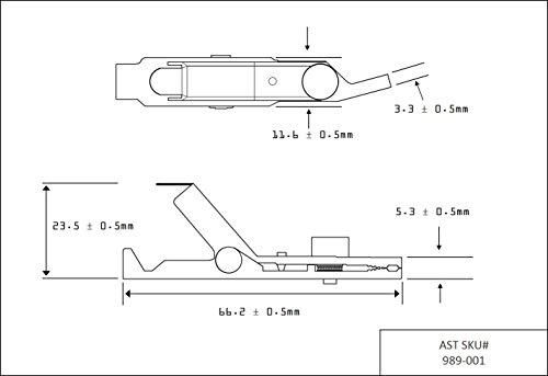 AST Labs Butt Set Line Cord Angled Bed of Nails (ABN) Alligator Clip & RJ11 to Ring Terminal for Fluke TS52 TS44 TS42 etc. (1.5M / 59″)