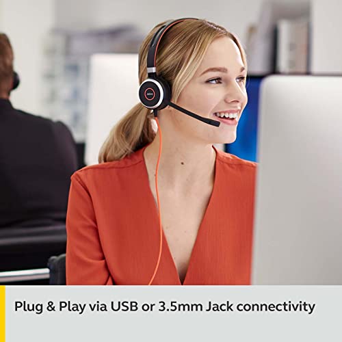 Jabra Evolve 40 Professional Wired Headset, Stereo, UC-Optimized – Telephone Headset for Greater Productivity, Superior Sound for Calls and Music, 3.5mm Jack/USB Connection, All-Day Comfort Design