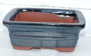 ceramic bonsai pot - rectangle 6 x 4.5x 2 color blue