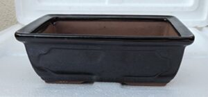 ceramic bonsai pots - japanese jmbamboo brand - black ceramic pot is 8x6 x3''