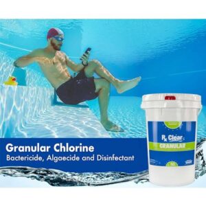 Rx Clear Stabilized Granular Chlorine | One 50-Pound Bucket | Use As Bactericide, Algaecide, and Disinfectant in Swimming Pools and Spas | Fast Dissolving and UV Protected